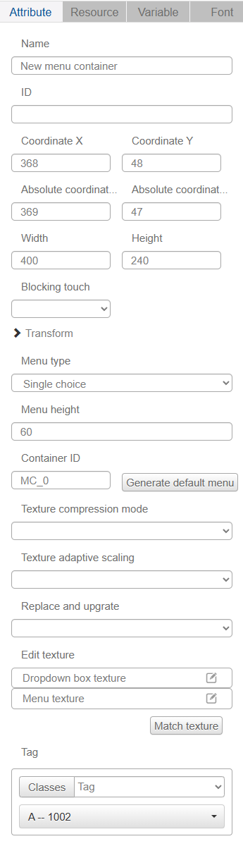 Menu Container and Menu Item | AHMI Docs
